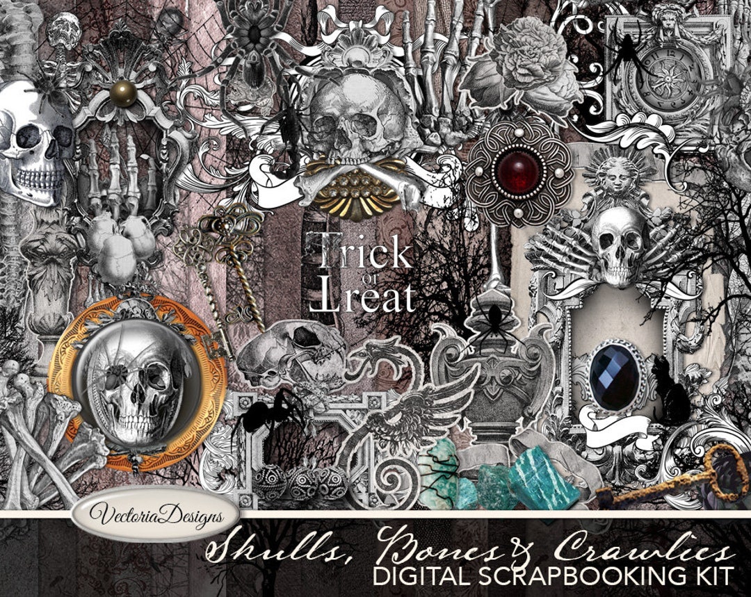 Skulls Bones & Crawlies Digital Scrapbooking Kit Digital Scrapbook Kit ...