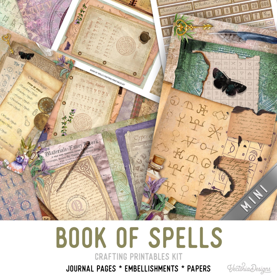 Book of Spells Crafting Printables Kit MINI, Craft Kits, Junk Journal ...
