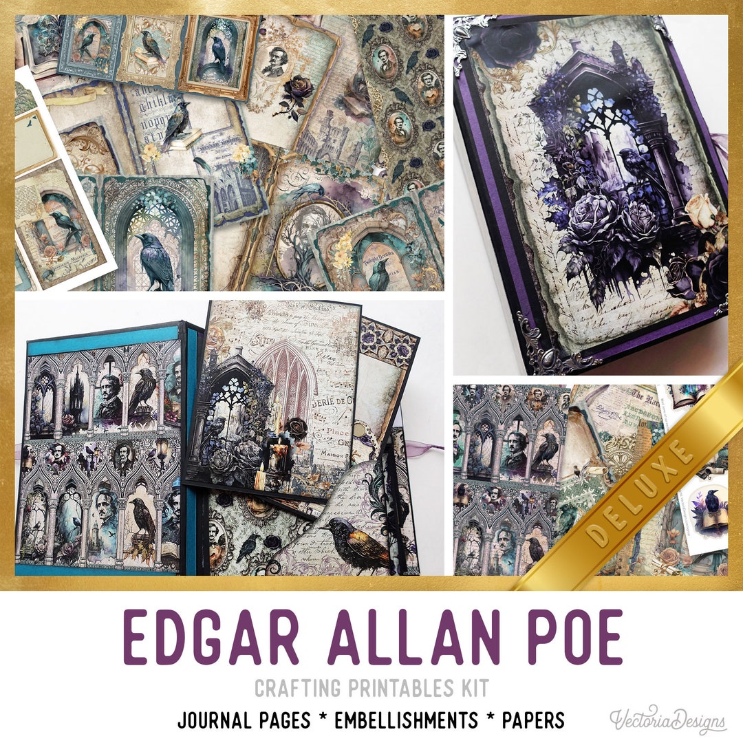 Edgar Allan Poe Large Junk Journal Kit DELUXE Edgar Allan Poe Crafting ...