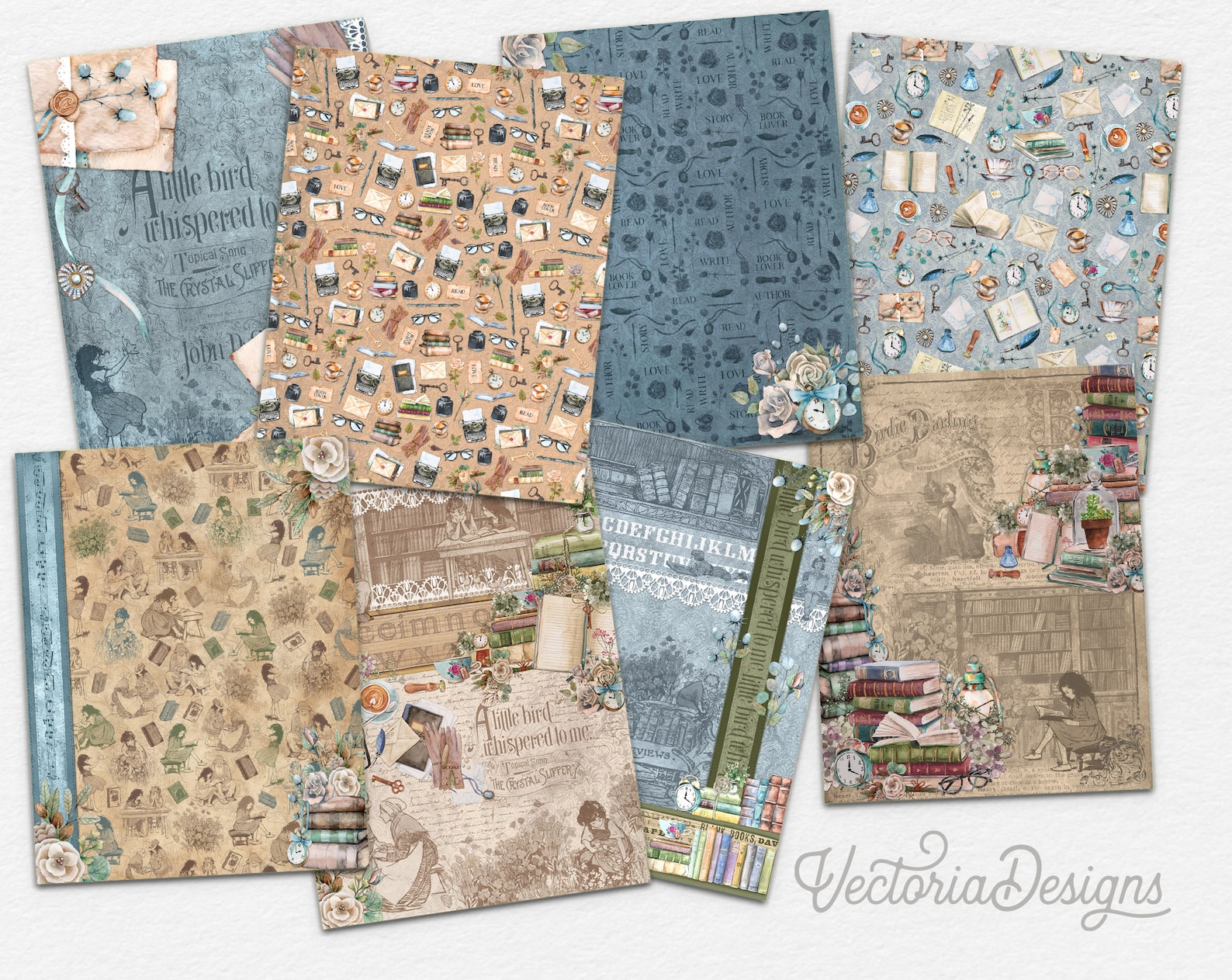 Book Lover Paper Pack Printable Paper Pack Digital Paper - Etsy
