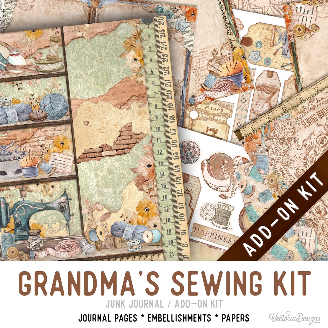 Grandma's Sewing Kit Junk Journal Kit ADD-ON, Printable Junk Journal ...