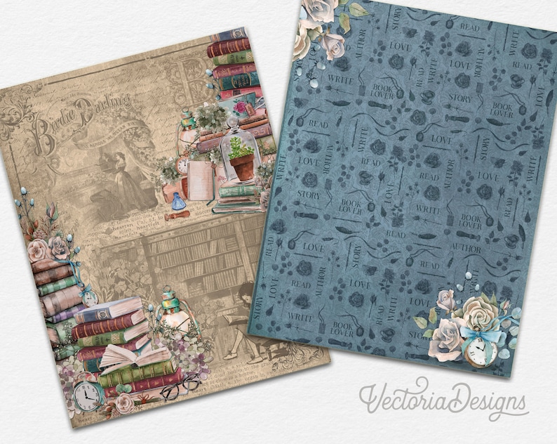 Book Lover Paper Pack Printable Paper Pack Digital Paper | Etsy