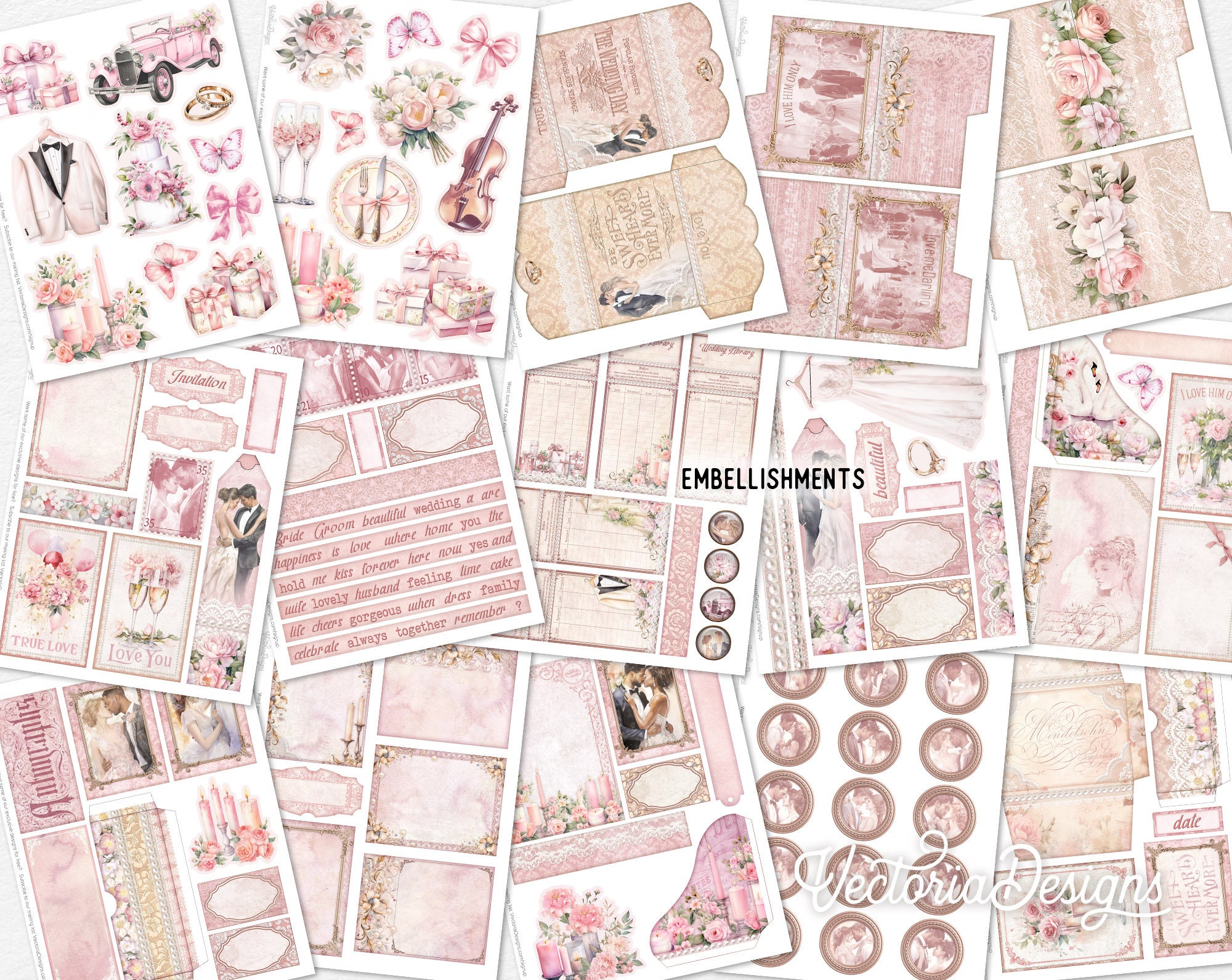 Wedding Junk Journal Kit Large, Wedding Crafting Printables Wedding ...