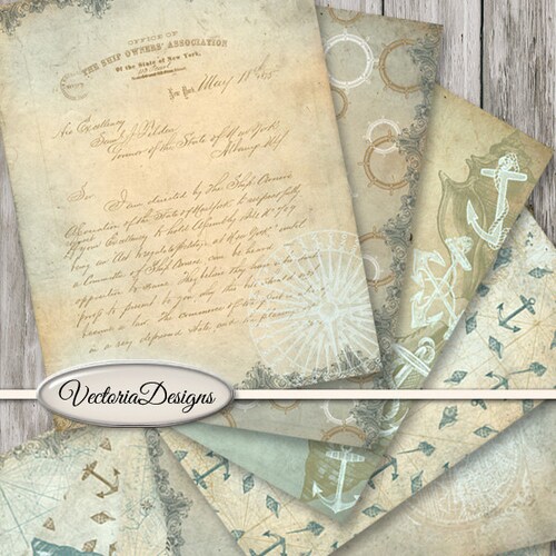 Nautical Paper Pack Scrapbook Paper Decorative Paper - Etsy