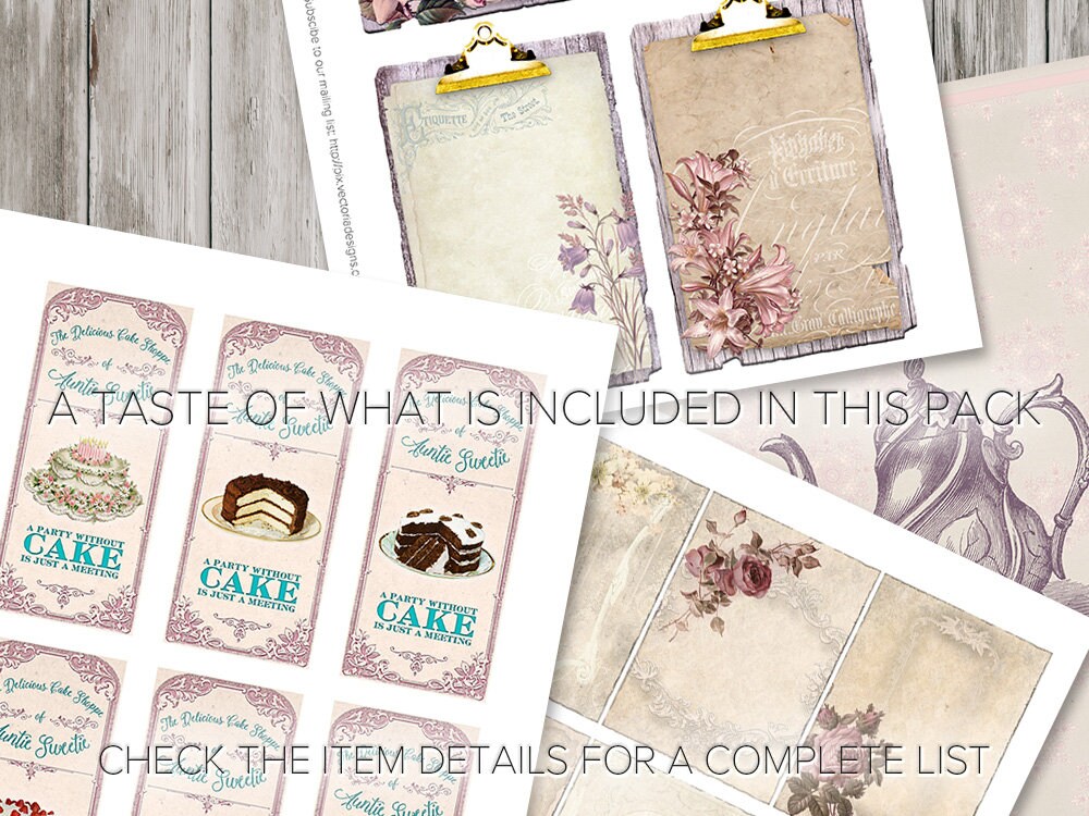 Mega Shabby Chic Pack, Junk Journal, Paper Craft, Collage Paper, Shabby ...