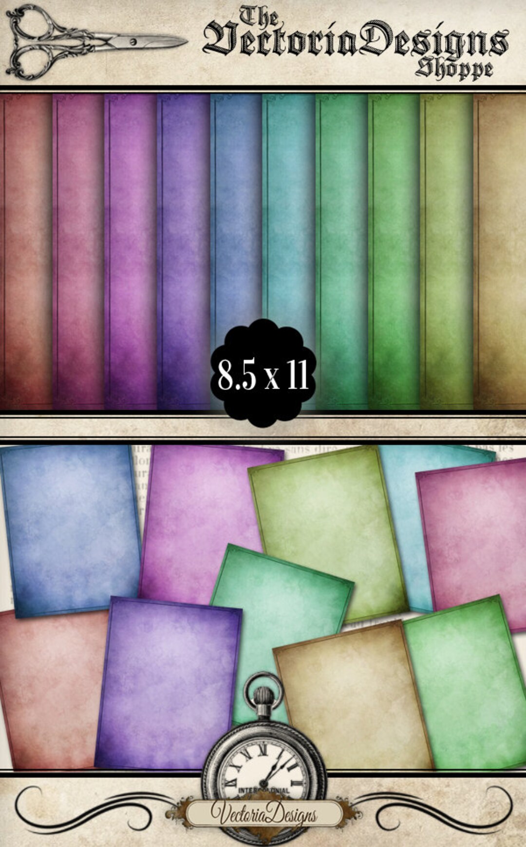 Grunge Color Paper Pack 8.5 X 11 Inch Digital Paper Pack Instant ...