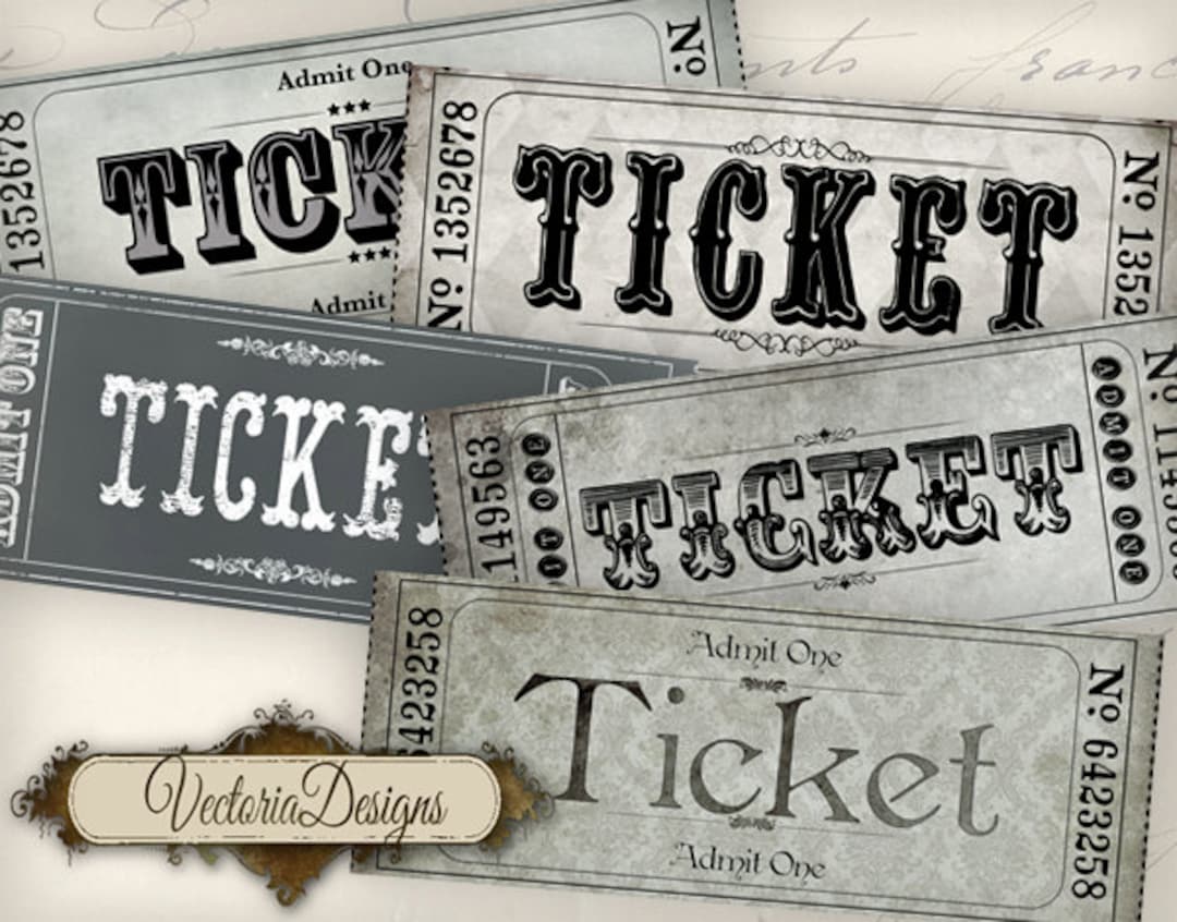 Printable Vintage Tickets Strips Admit One Coupon Printable Hobby ...