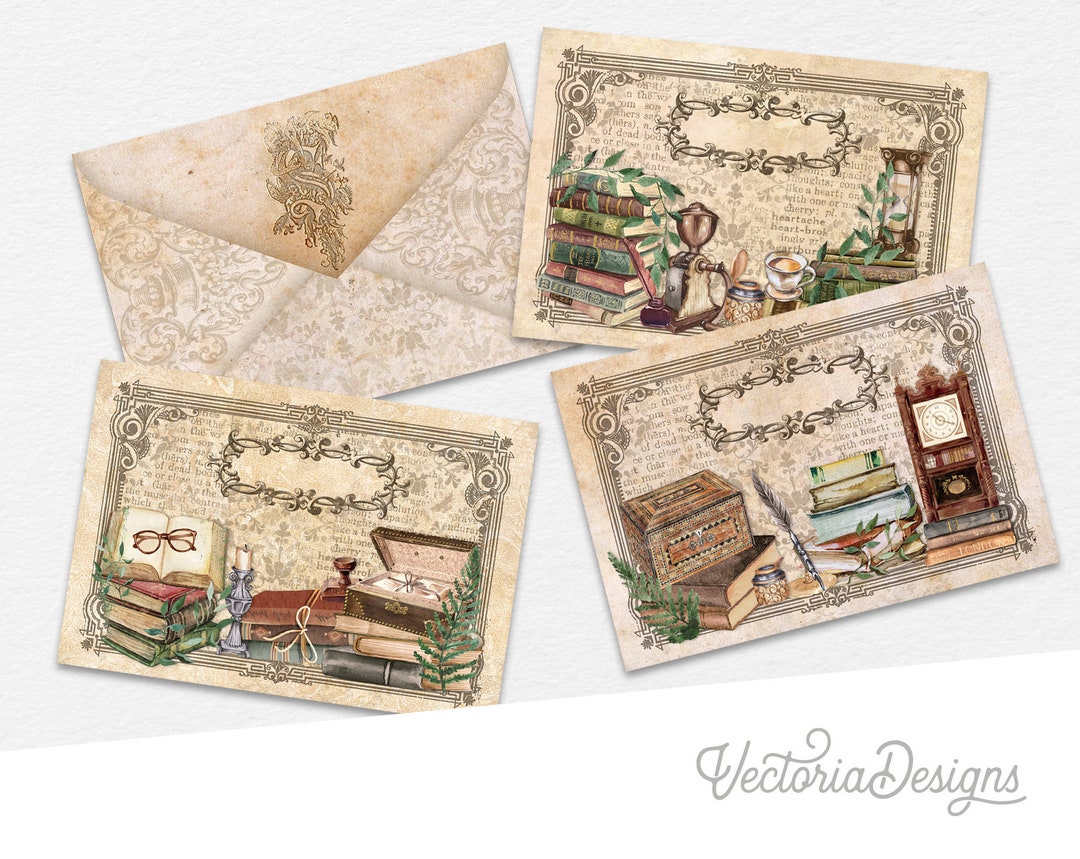 Books Envelopes, Printable Envelope, Vintage Books, Scrapbooking ...