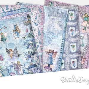Winter Fairies Paper Pack, Printable Fairy Paper, Fairy Scrapbook Paper ...