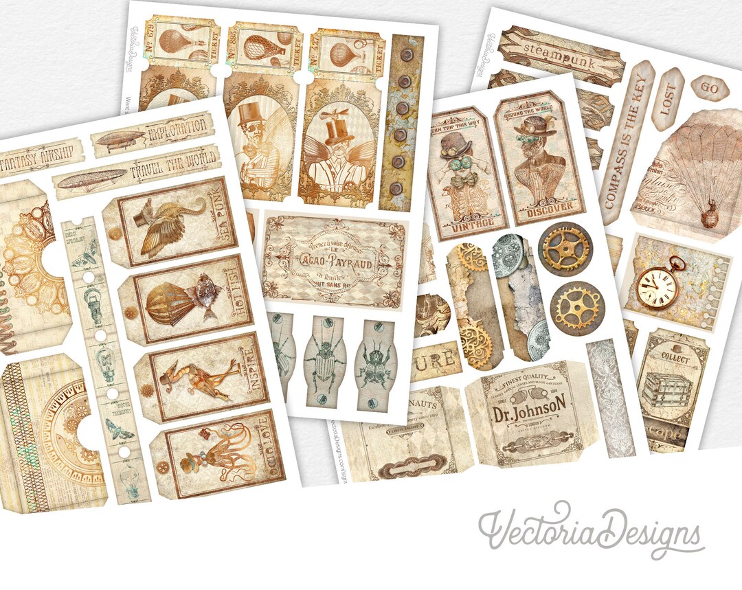 Steampunk World Embellishment Sheets, Steampunk Embellishments ...