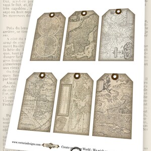 Vintage Maps Tags Instant Download Printable Gift Tags Digital Collage ...