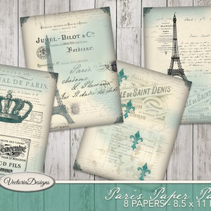 Paris Digital Paper 8.5 X 11 Inch Paper Pack Digital Paper Printable ...