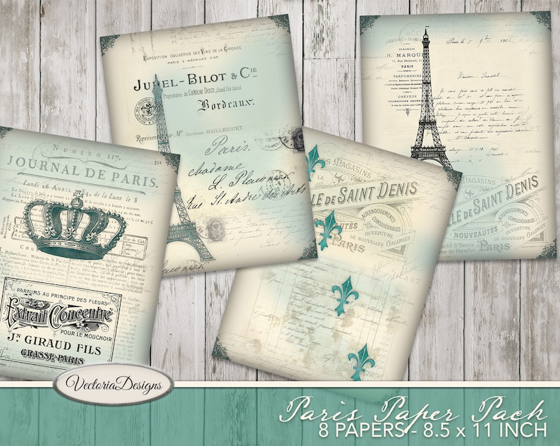 Paris Digital Paper 8.5 x 11 inch paper pack digital paper | Etsy