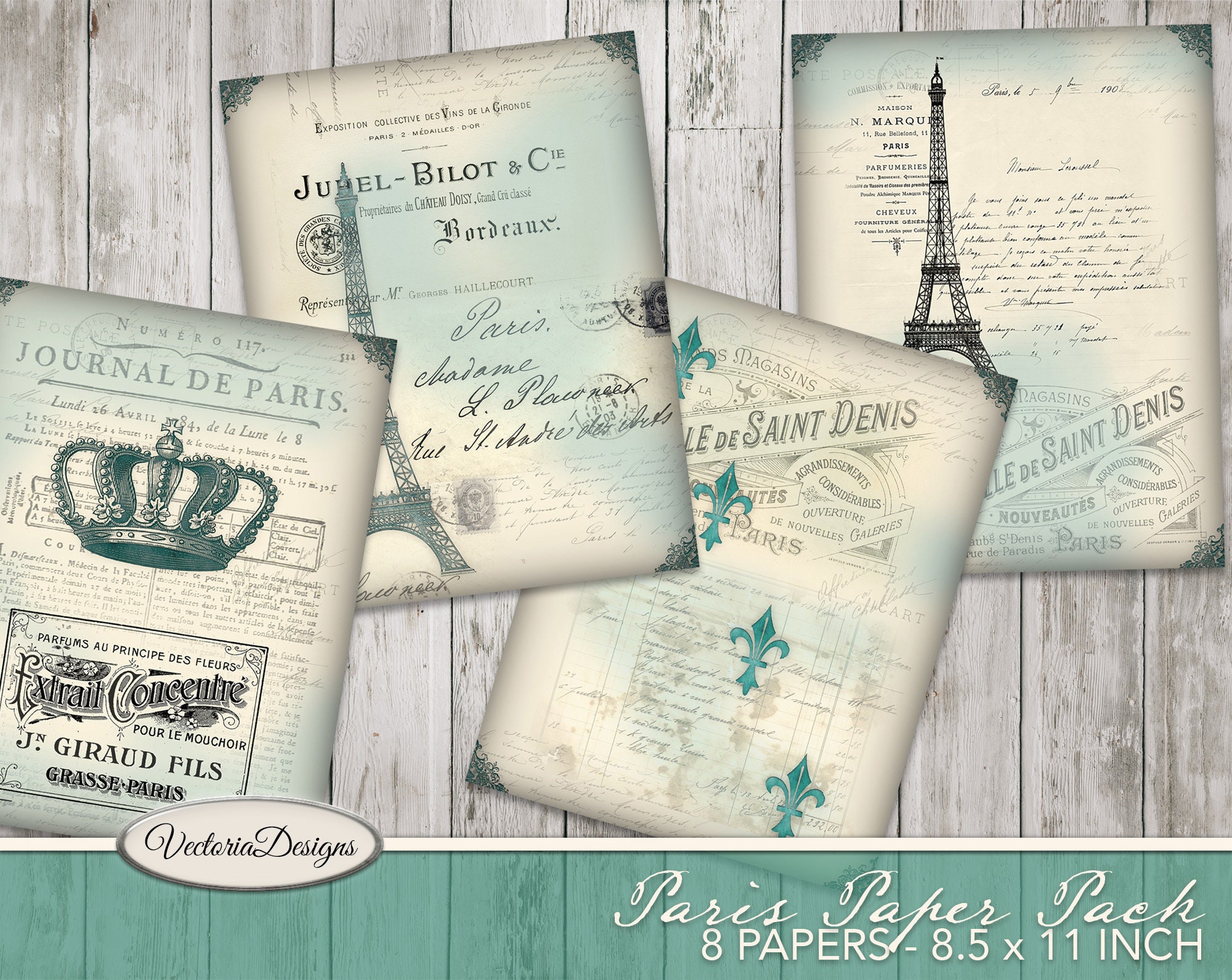 Paris Digital Paper 8.5 x 11 inch paper pack digital paper | Etsy