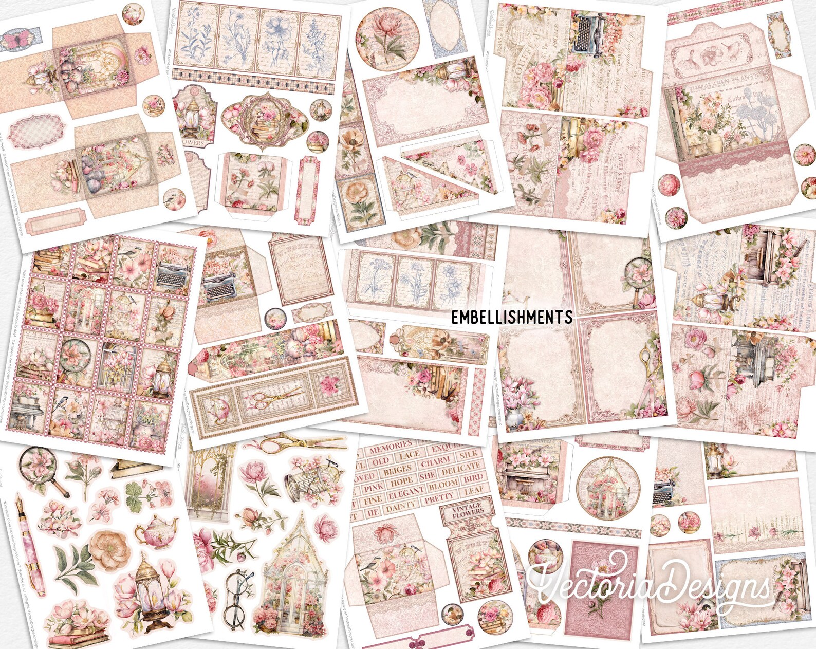 Vintage Flowers Large Junk Journal Kit DELUXE, Flowers Crafting ...