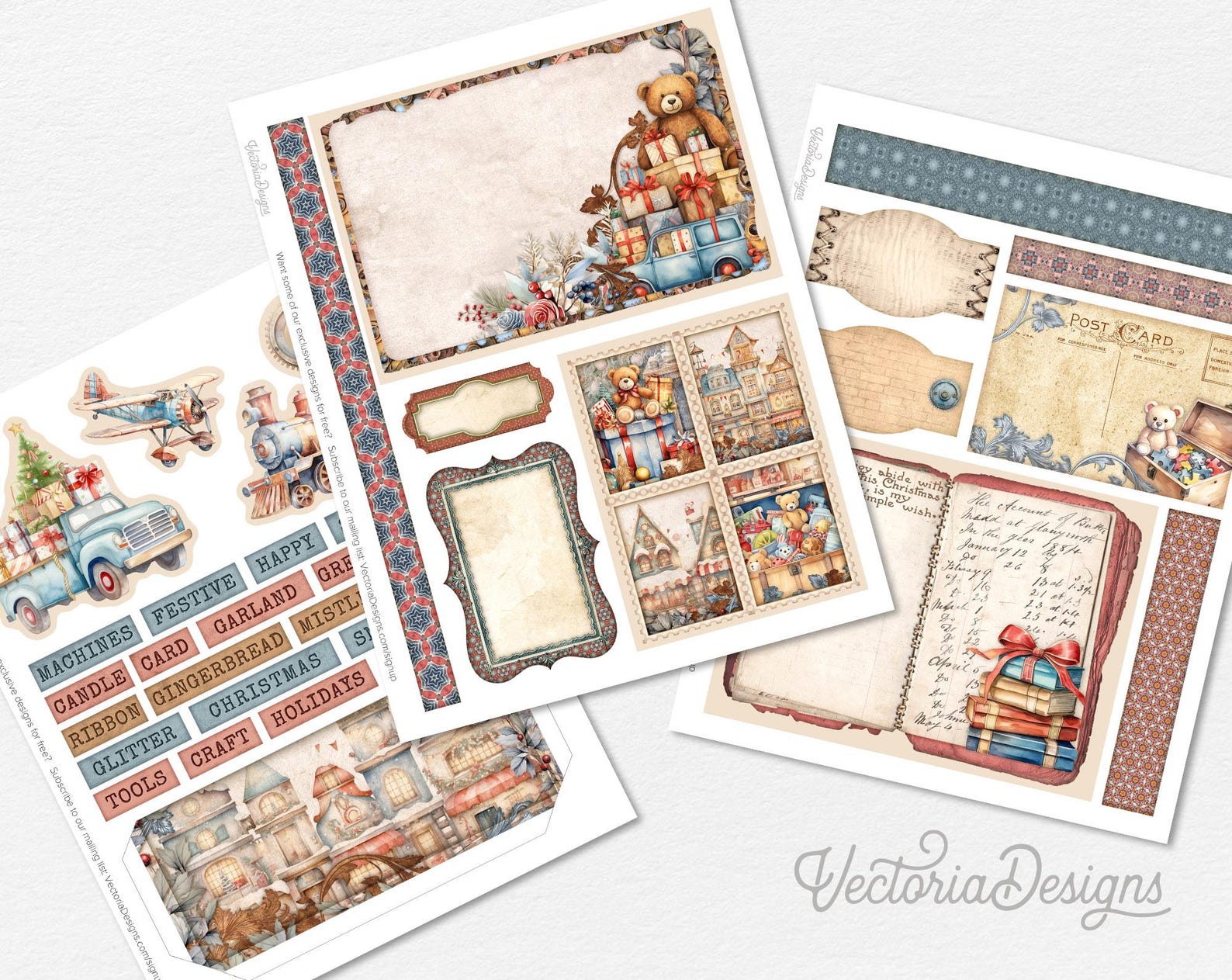 Santa's Toy Factory Junk Journal Kit, Christmas Junk Journal Kit Santa ...