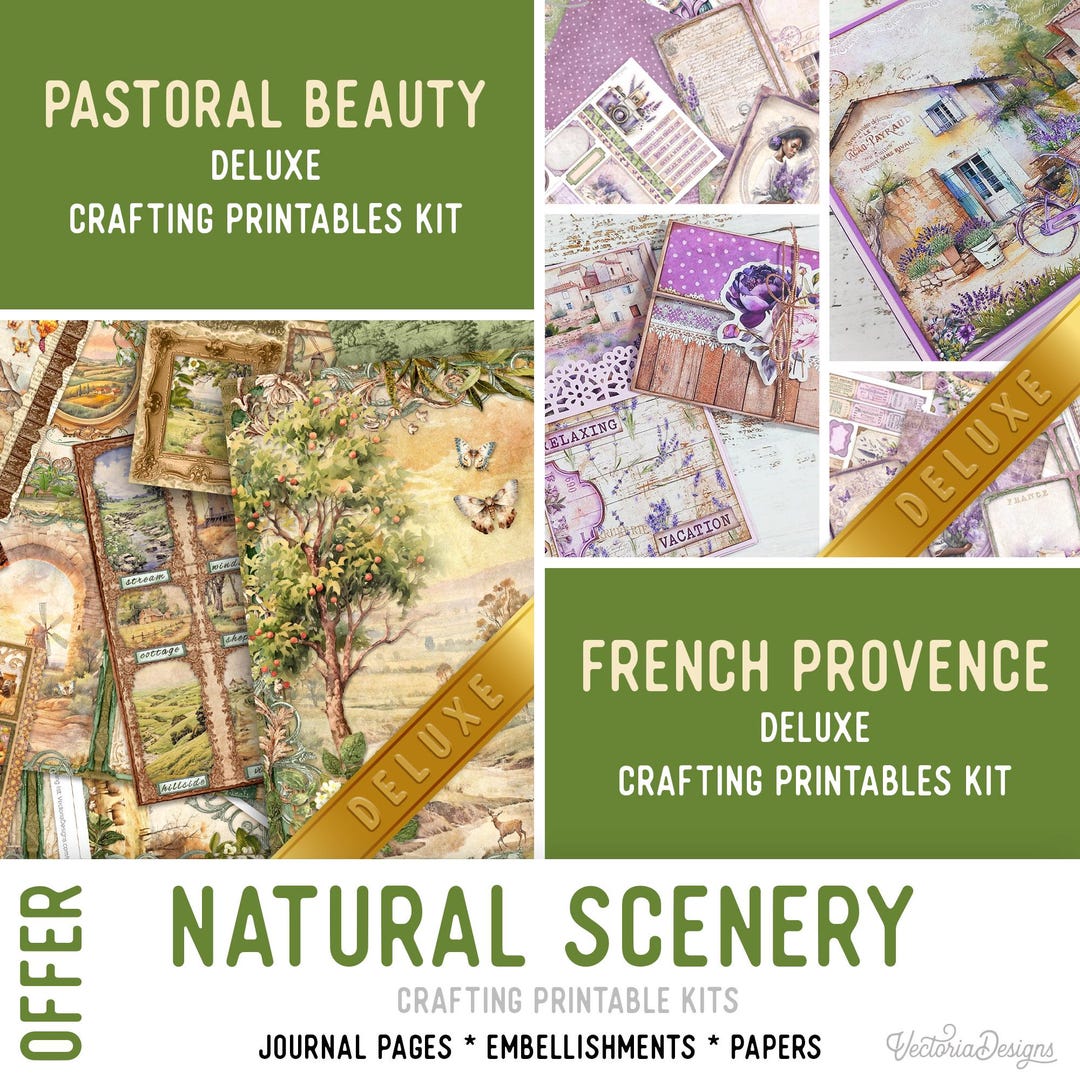 Natural Scenery Offer, Crafting Printables, Journal Papers, Journal Kit ...