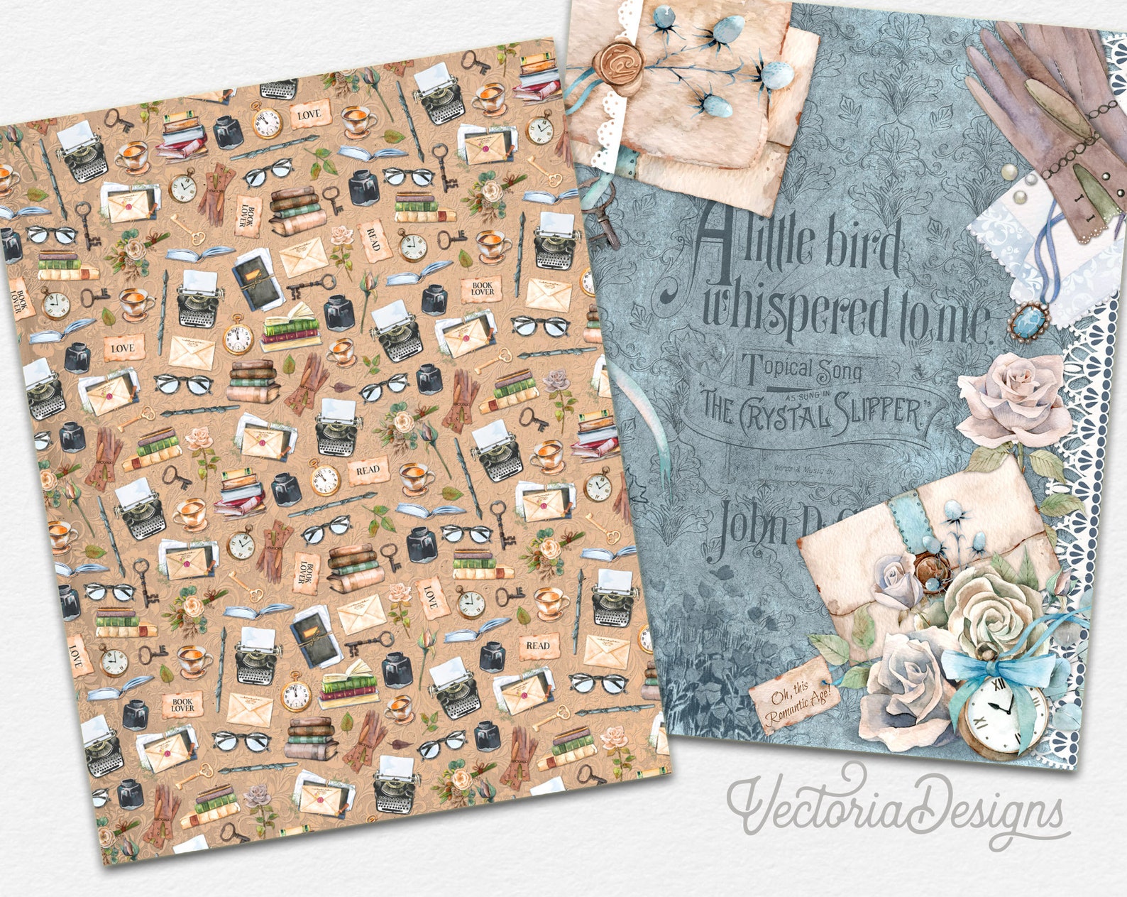 Book Lover Paper Pack Printable Paper Pack Digital Paper | Etsy