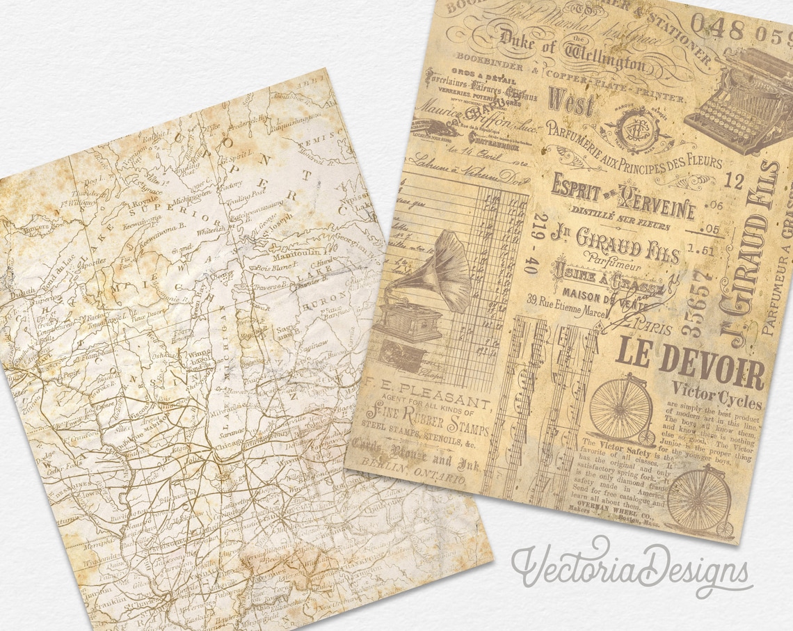 Old Books & Papers Paper Pack Printable Vintage Paper - Etsy