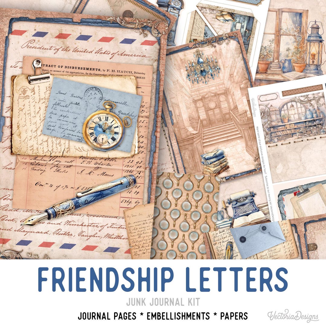Friendship Letters Junk Journal Kit - Printable Kit - 003648 - Etsy