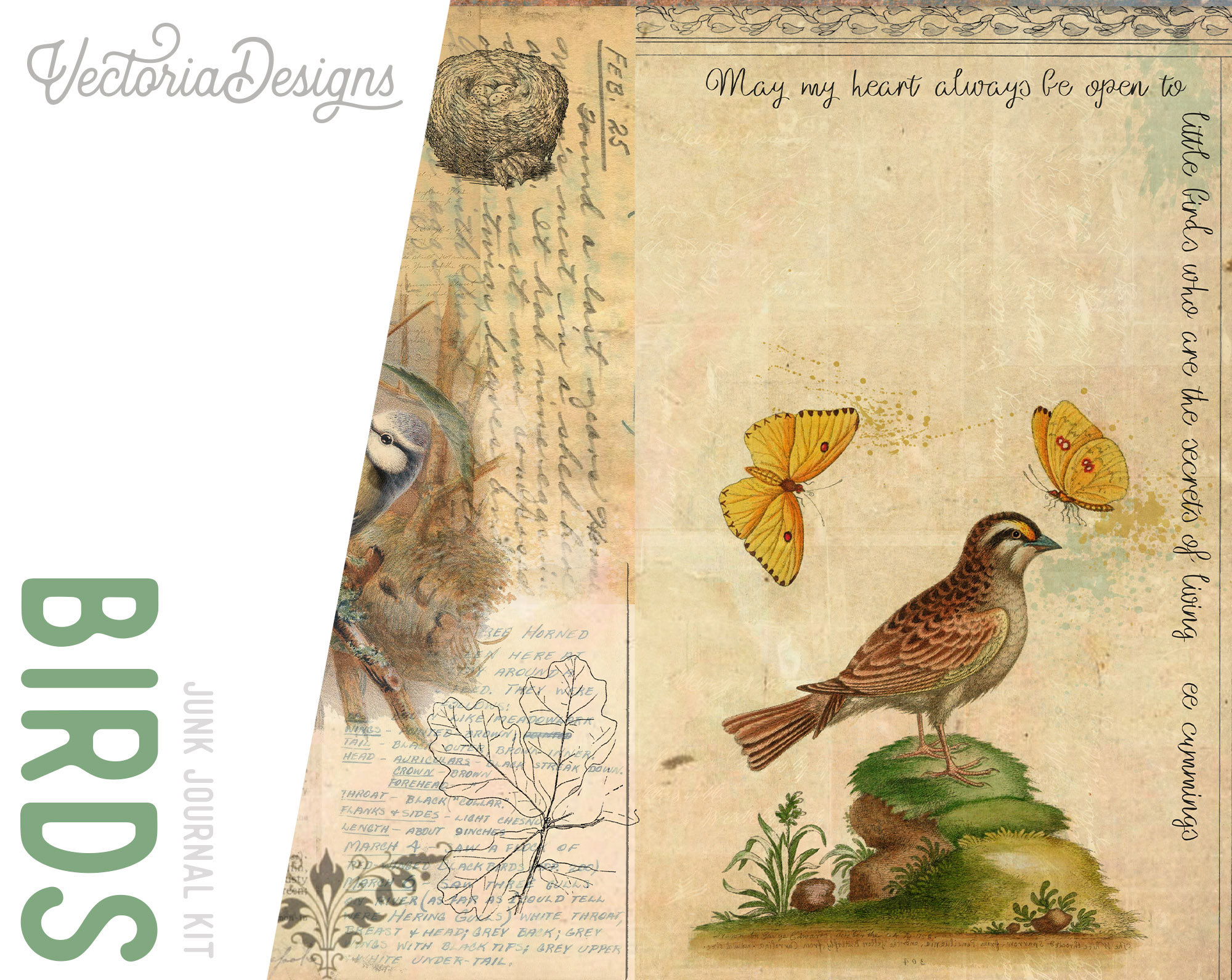 Birds Journal Kit Birds Theme Printables Junk Journal Pack | Etsy