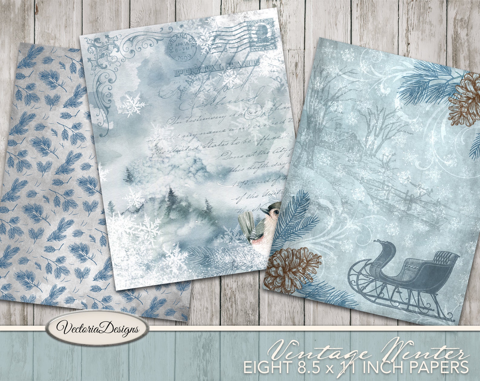 Printable Winter Digital Paper Printable Paper Pack - Etsy