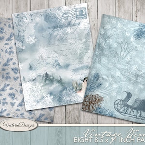 Printable Winter Digital Paper, Printable Paper Pack, Decorative Paper ...