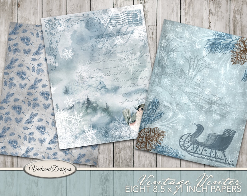 Printable Winter Digital Paper Printable Paper Pack - Etsy