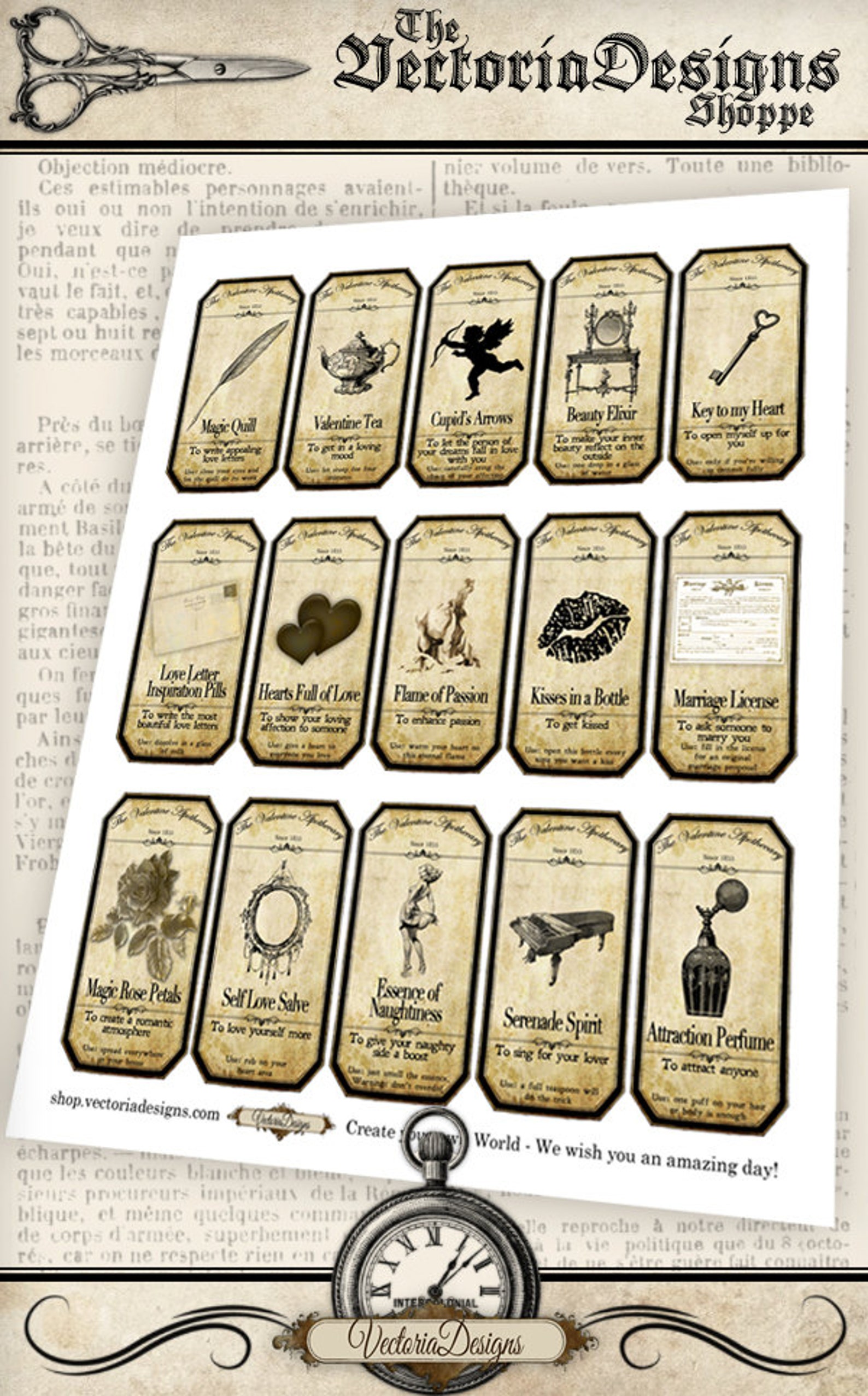 Valentine Apothecary Labels Jar Labels Steampunk Bottle | Etsy