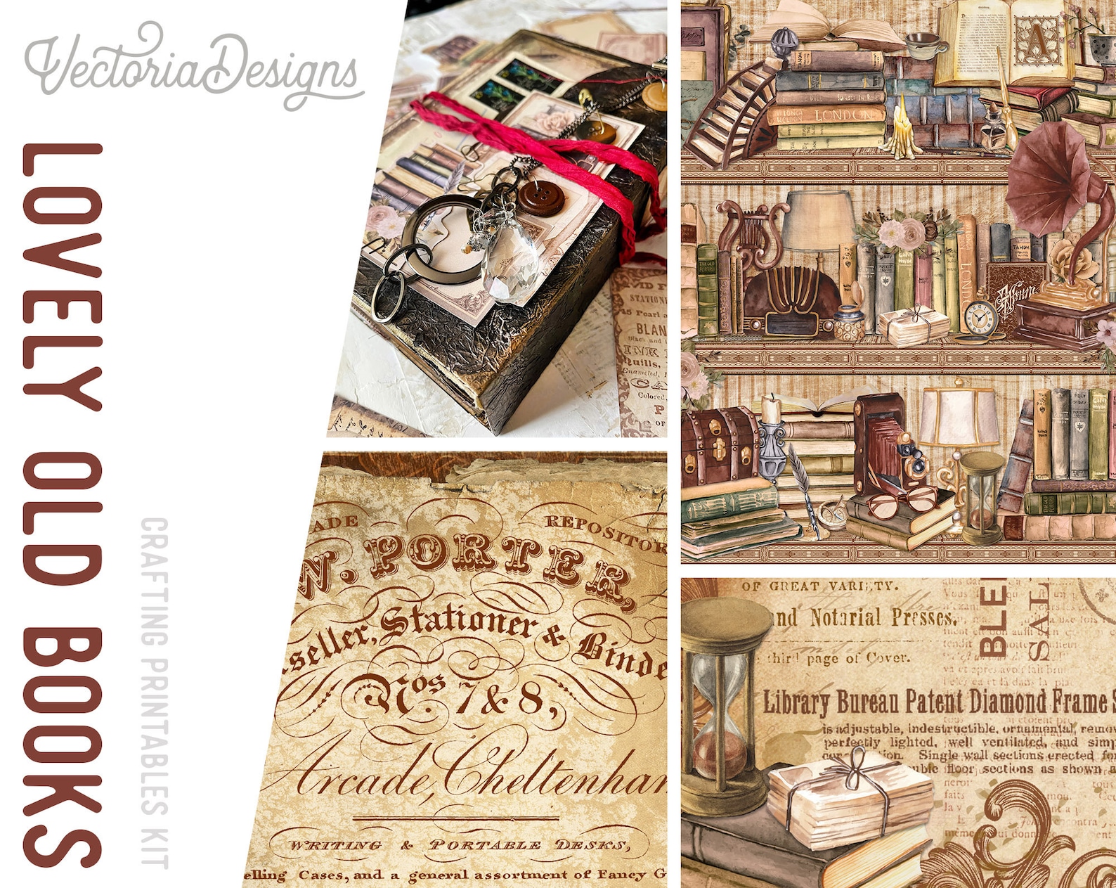 Lovely Old Books Crafting Printables Kit, Vintage Junk Journal, Old ...