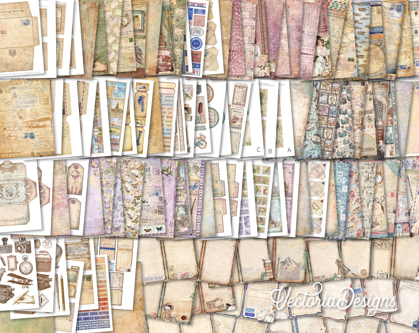 Vintage Post & Letters MEGA Crafting Bundle, Postage Printables ...