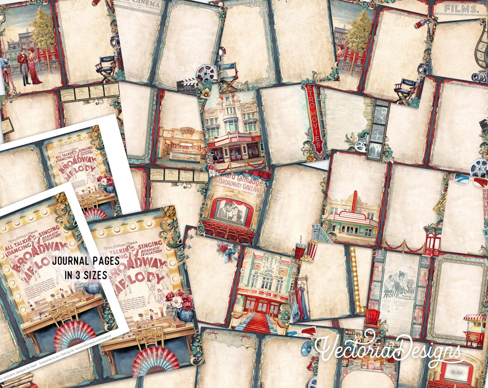 Retro Movies Junk Journal Kit DELUXE, Vintage Movies Crafting ...