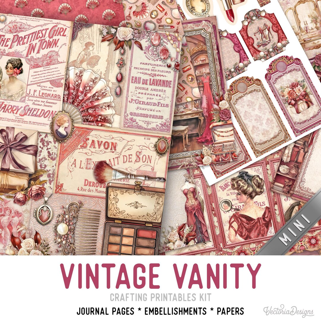 Vintage Vanity Junk Journal Kit MINI, Vanity Crafting Printables ...