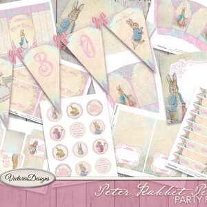 Peter Rabbit Party Pack Pink Printable Party Decor Beatrix Potter Diy ...