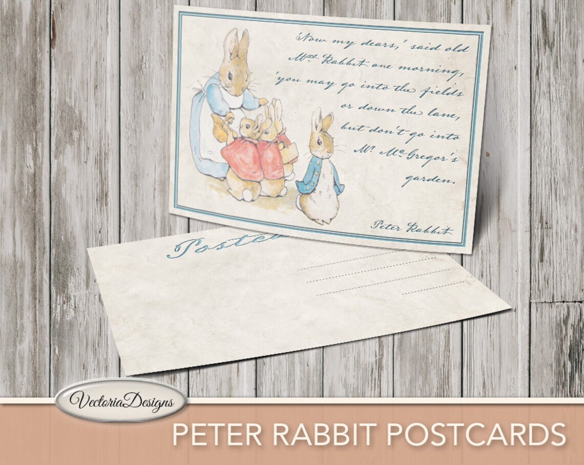 Peter Rabbit Postcards Printable Postcards Beatrix Potter | Etsy