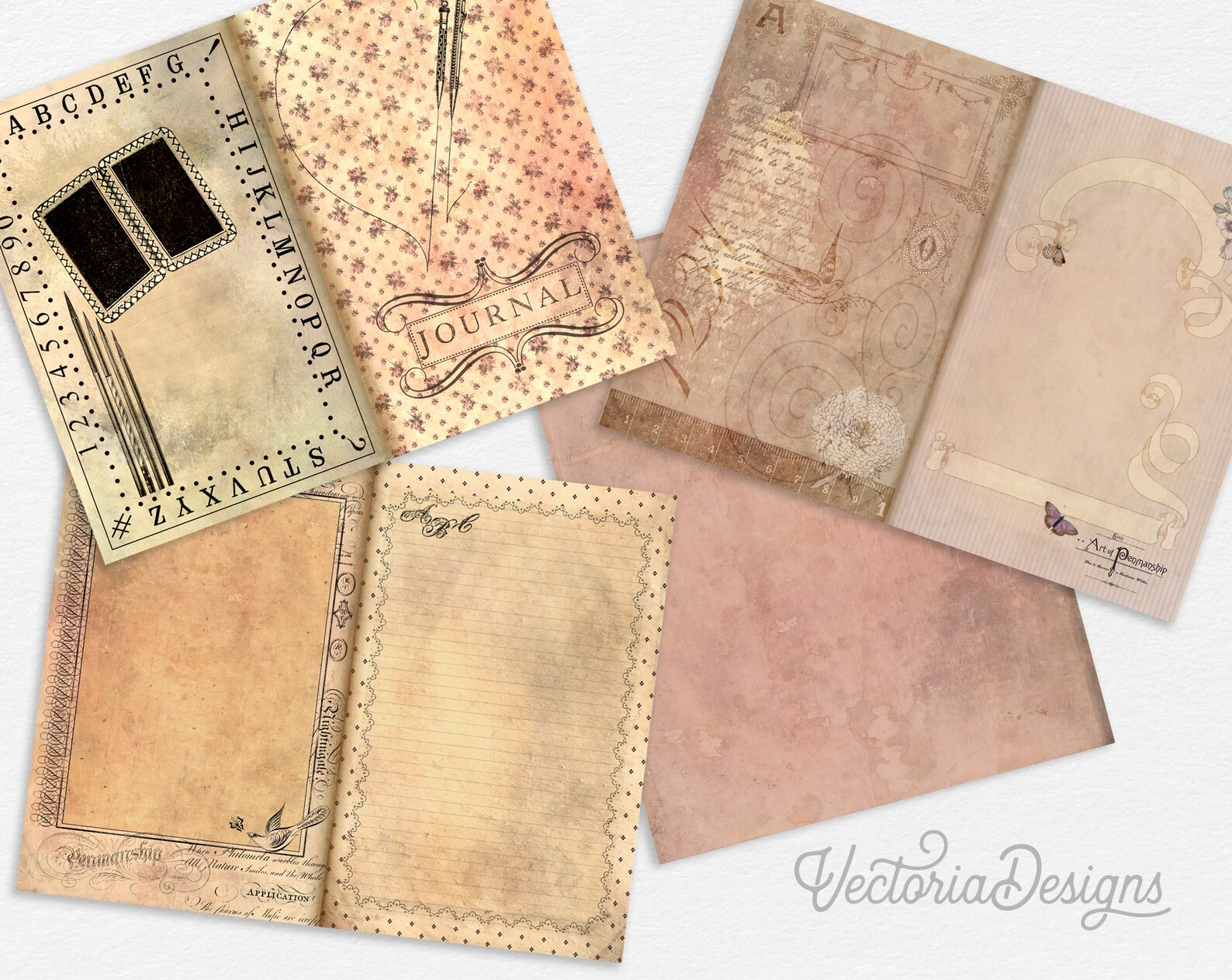 Vintage Writing Junk Journal Kit, Digital Scapbooking, Junk Journal Kit ...