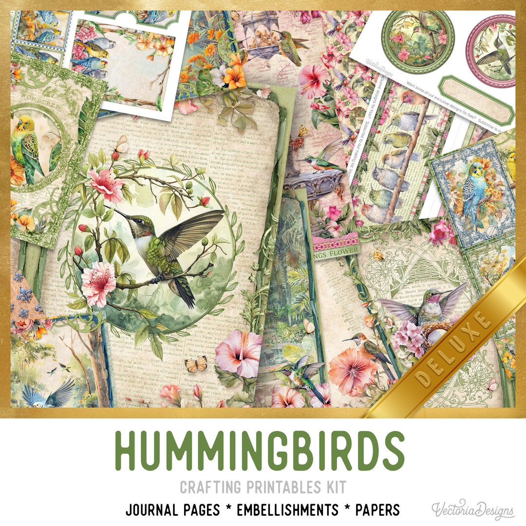 Hummingbirds Junk Journal Kit DELUXE, Hummingbirds Crafting Printables ...