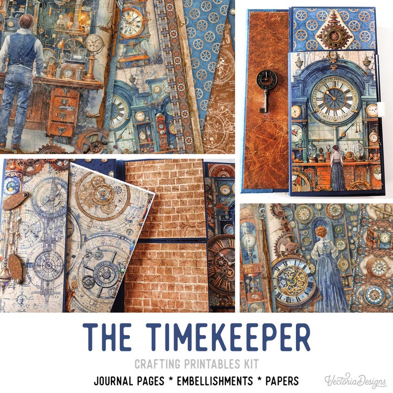 The Timekeeper Junk Journal Kit, Steampunk Junk Journal Crafting ...