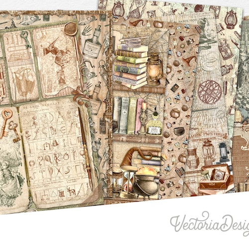 Wizard Themed Scrapbooking Journal Paper Digital Download - Etsy UK
