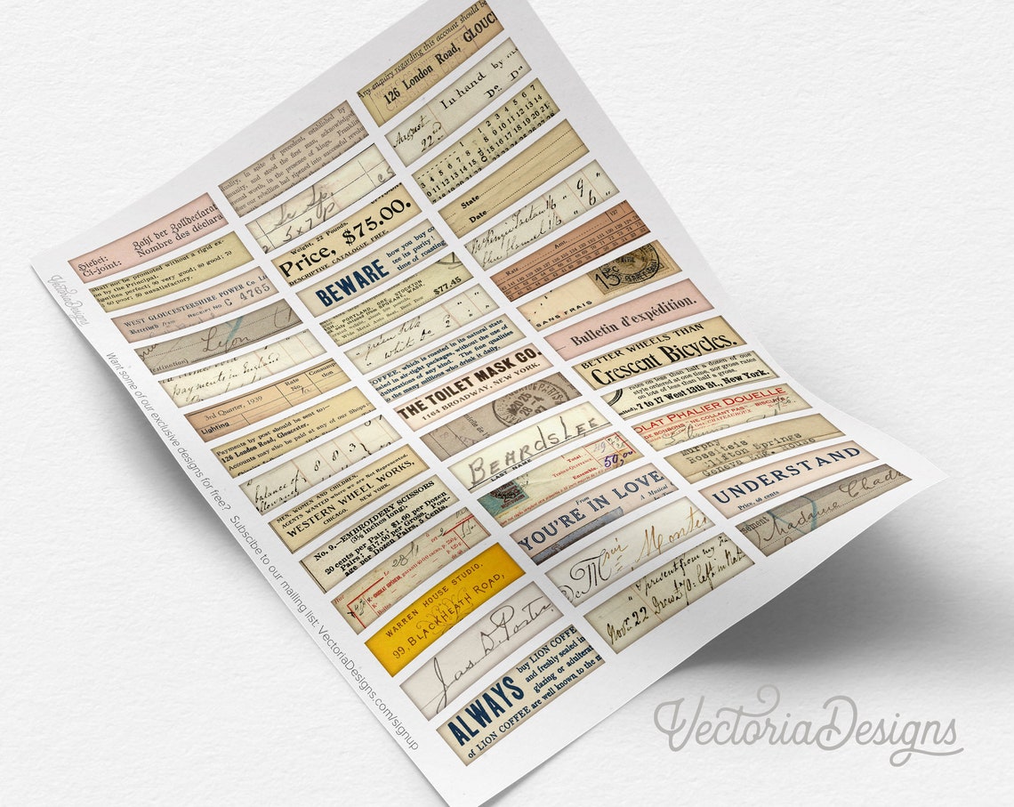 Mini Ephemera Labels Pack, Printable Labels Ephemera, Mini Stencils ...