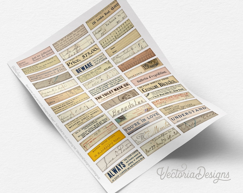 Mini Ephemera Labels Pack, Printable Labels Ephemera, Mini Stencils ...