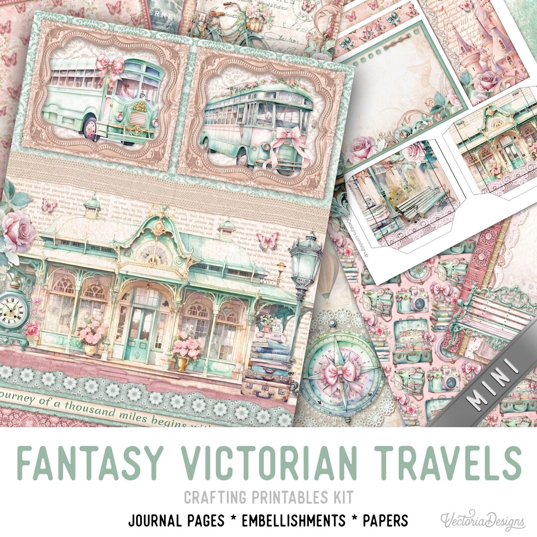 Fantasy Victorian Travels Junk Journal Kit MINI, Victorian Crafting ...