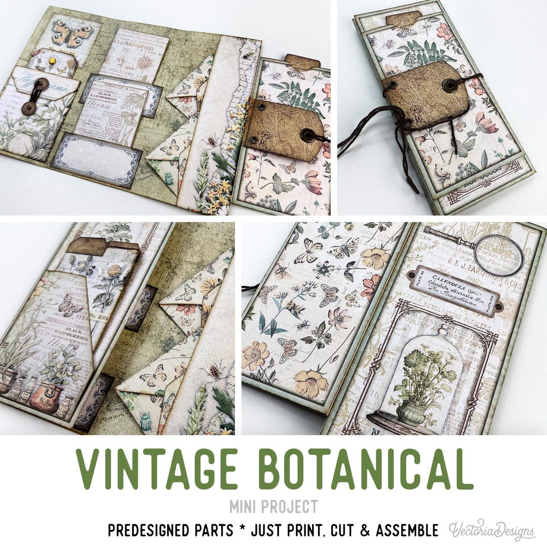 Vintage Botanical Mini Folio Mini Project Botanical Crafts Mini Folio ...