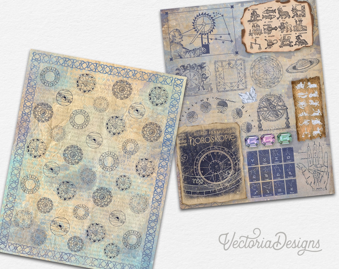 Mystic Astrology Paper Pack Zodiac Paper Pack Stars Moon - Etsy