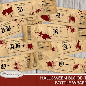 Halloween Labels, Vampire Blood Labels, Halloween Wrappers, Bottle ...