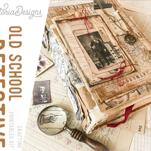 Detective Junk Journal Kit printable JPG Pages With Ephemera - Etsy