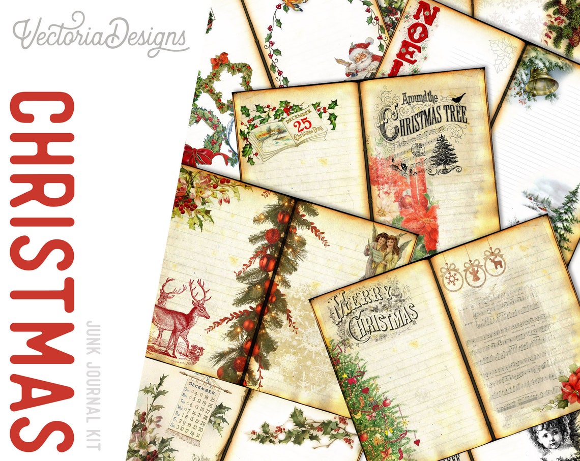 Christmas Junk Journal Kit Christmas Journal Digital Kit - Etsy