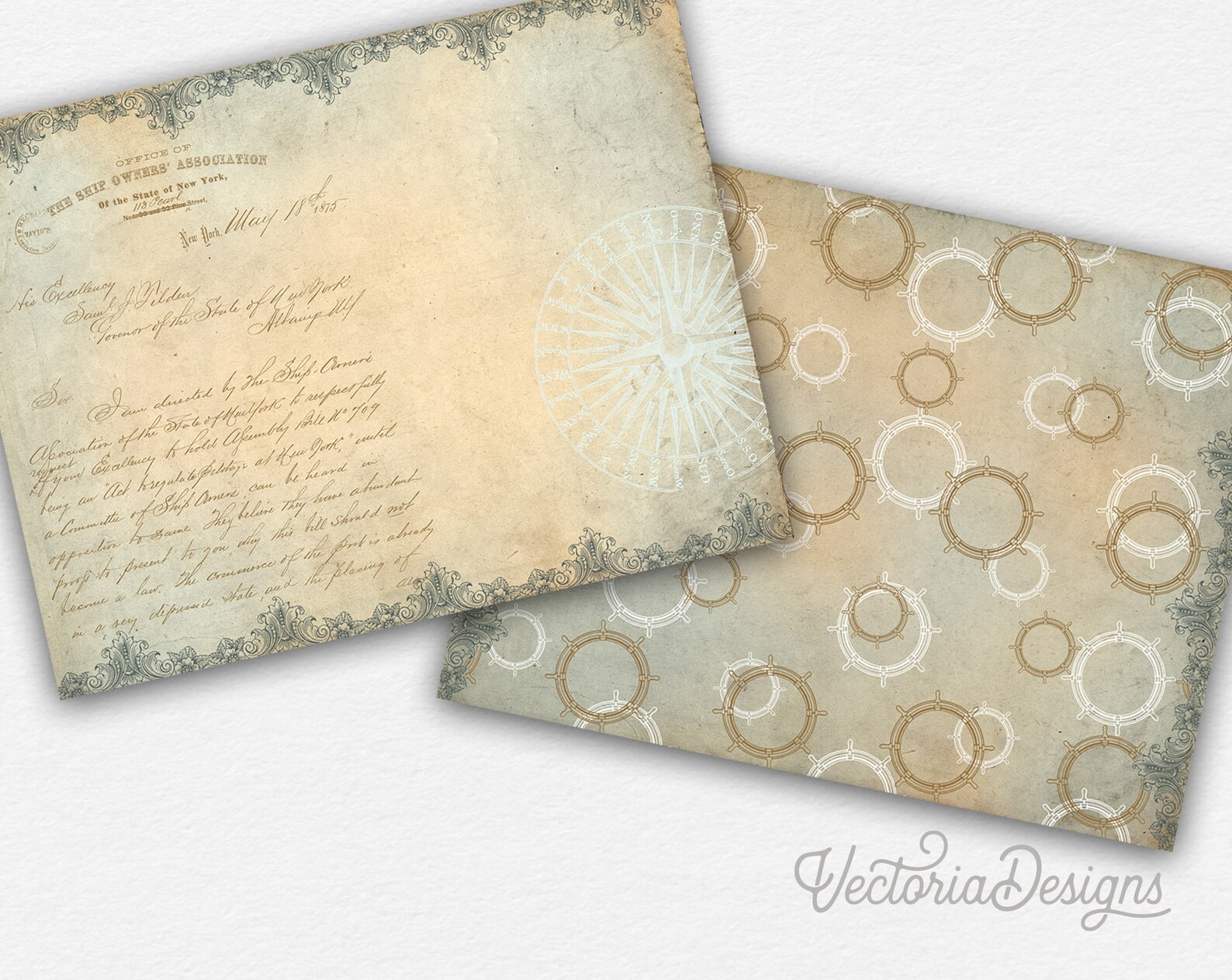 Nautical Paper Pack, Digital Paper Pack, Nautical Junk Journal ...