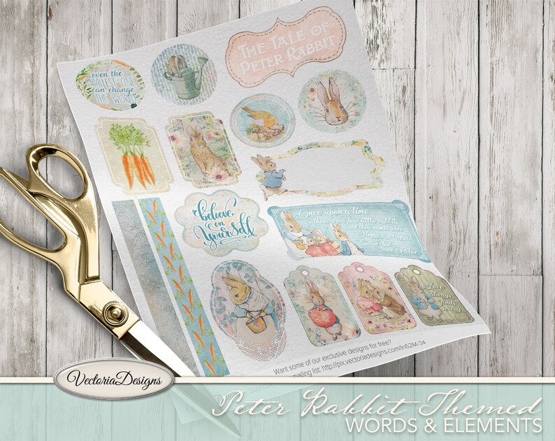 Peter Rabbit Printable, Junk Journal Digital, Paper Printable, Nursery ...