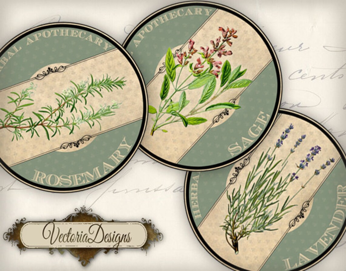 30 Round Herbal Labels 2 Inch Instant Download Circles Printable Images ...